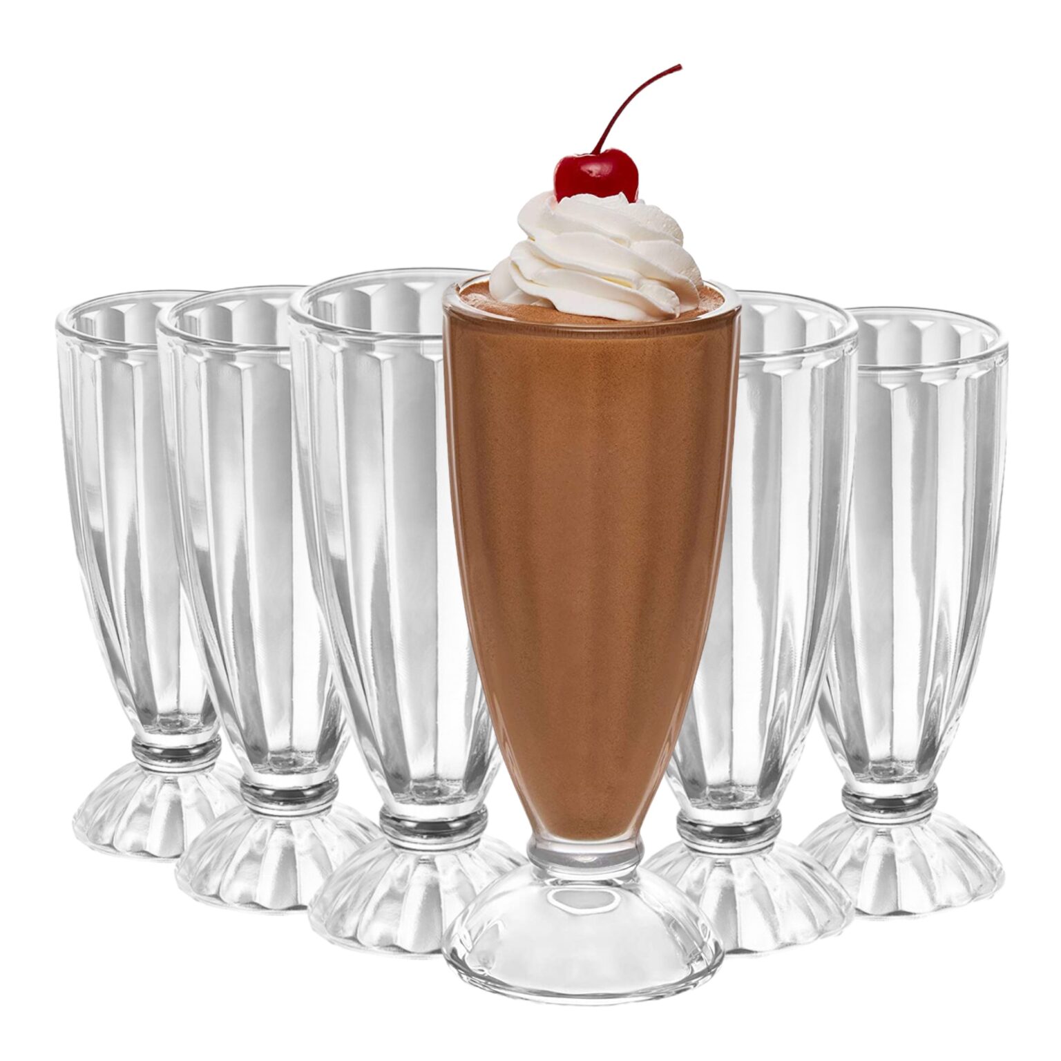 set de 6 vasos milkshake, helado, jugo, bebida, etc 360ml VIDRIO GRUESO ...